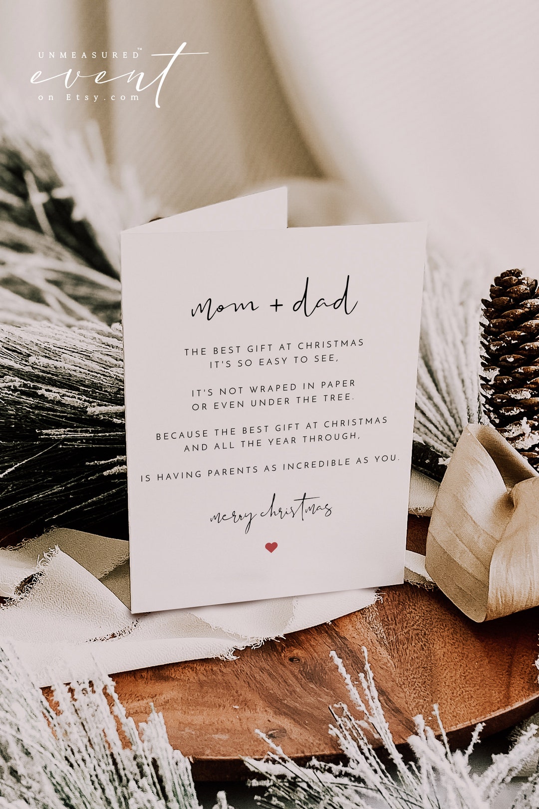 ADELLA Printable Mom and Dad Christmas Card Template to My Parents on ...