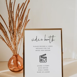 ADELLA Video Booth Sign Printable, Leave a Video, Wedding Video Booth ...