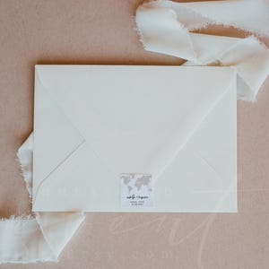 Blush World Map Round Sticker Template, Destination Wedding Favor ...