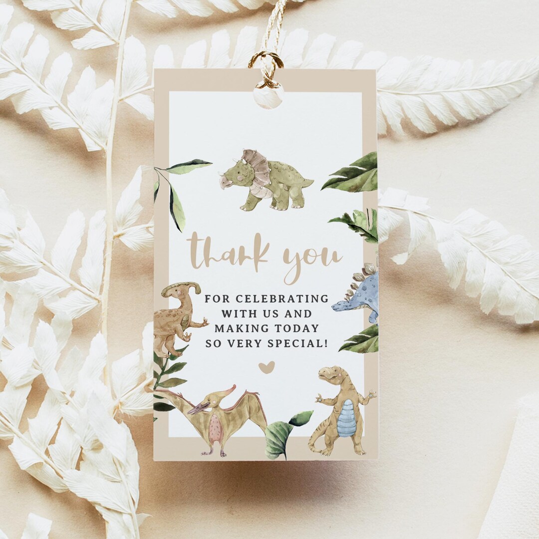 Dinosaur Favor Tag Template, T Rex Favor Tag Printable, Dinosaur Baby ...