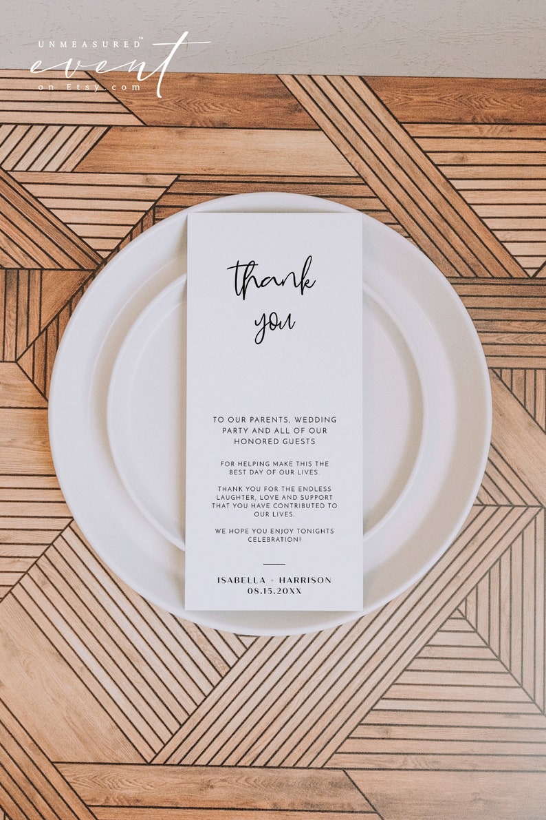 WILLOW Wedding Table Thank You Card Template Modern - Etsy
