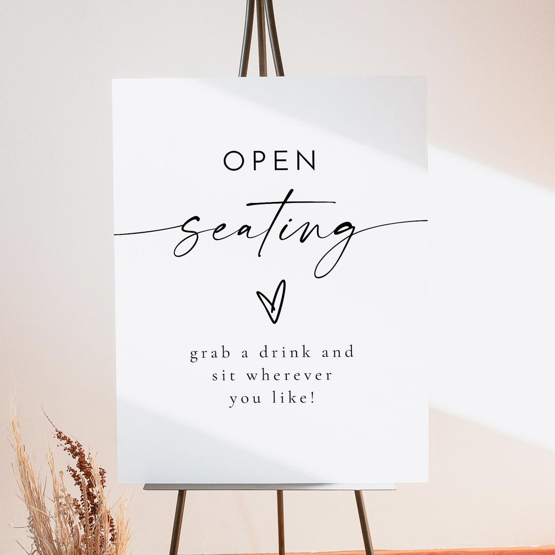 BLAIR Open Seating Sign, Wedding Open Seating Sign Template, Printable ...