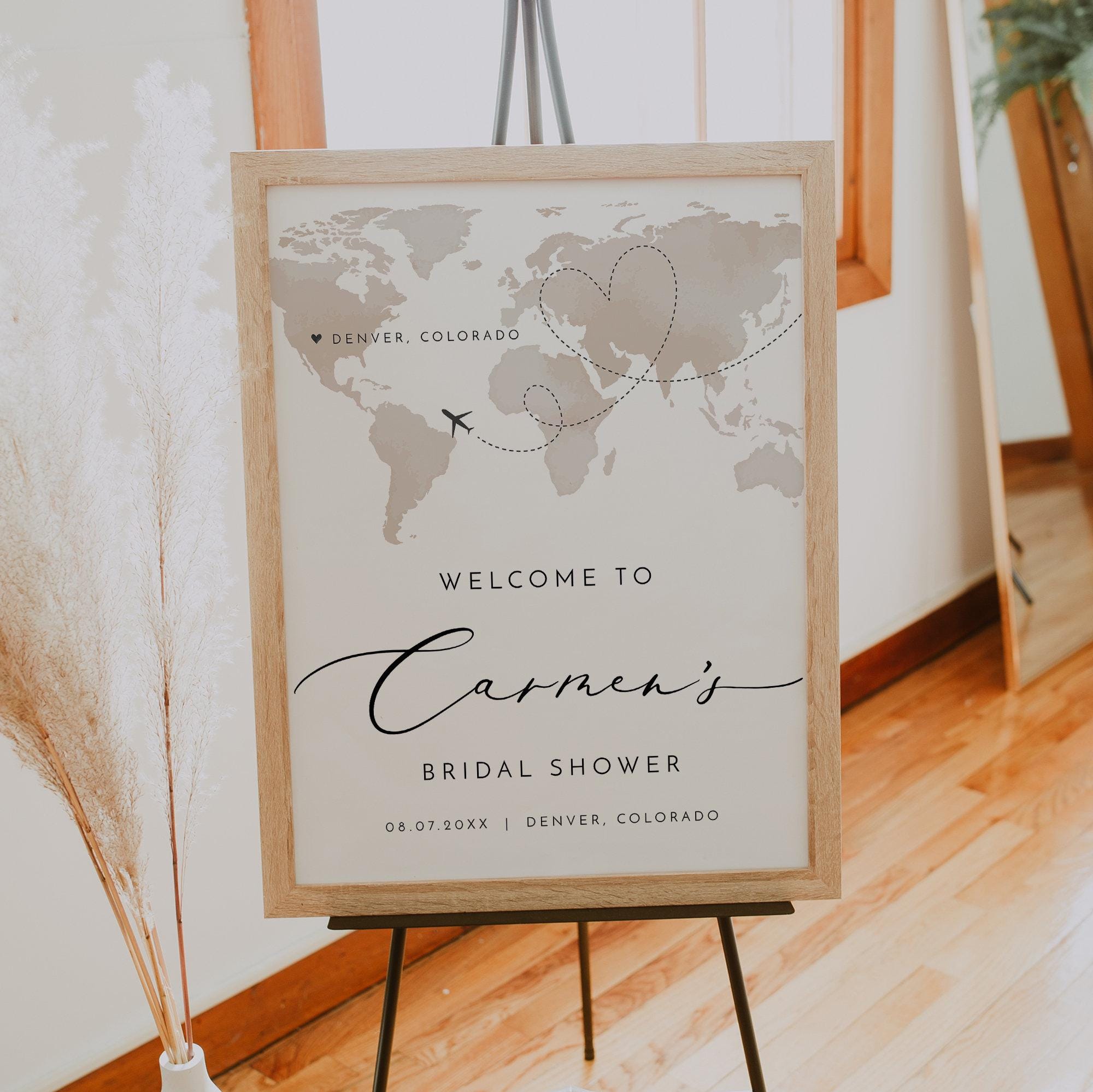 CARMEN Bridal Shower Welcome Sign Template, Travel Themed Bridal Shower ...