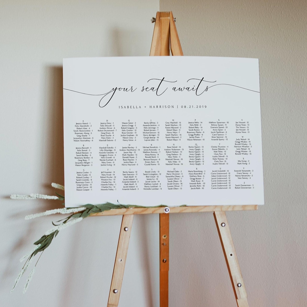 Alphabetical Seating Chart Template, Horizontal Seating Chart ...