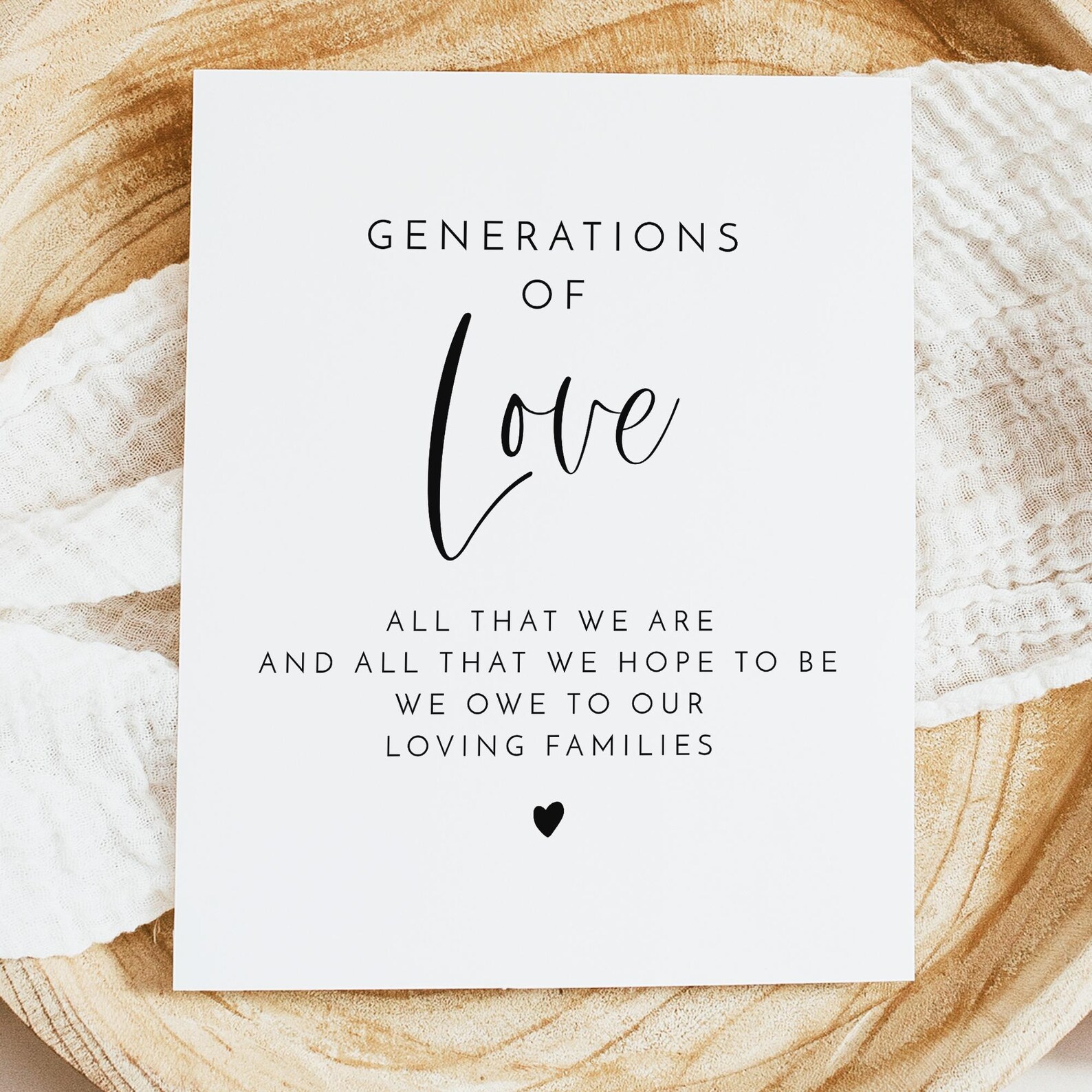 PRINTED + SHIPPED Generations of Love Sign, Generations of Love Table ...