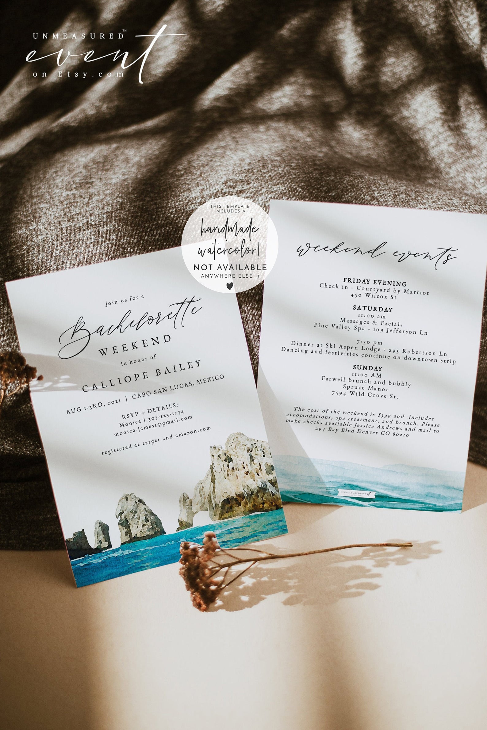 Cabo Bachelorette Invitation & Itinerary Template, Mexico Bachelorette ...