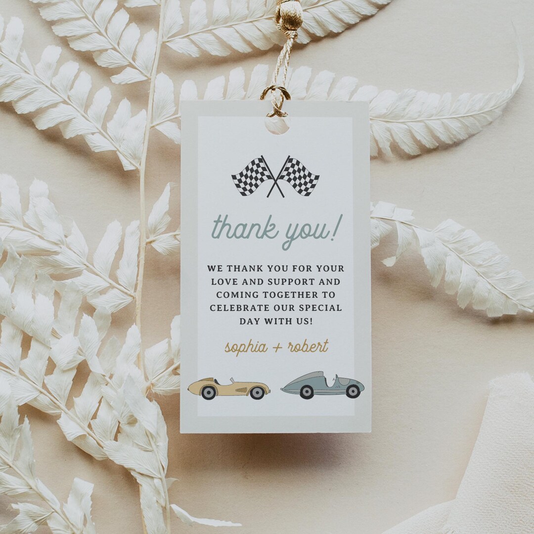 Race Car Favor Tag Template, Retro Racing Birthday Thank You Tag ...