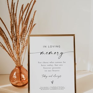 Modern Minimalist in Loving Memory Sign Template (Instant Download) - Etsy