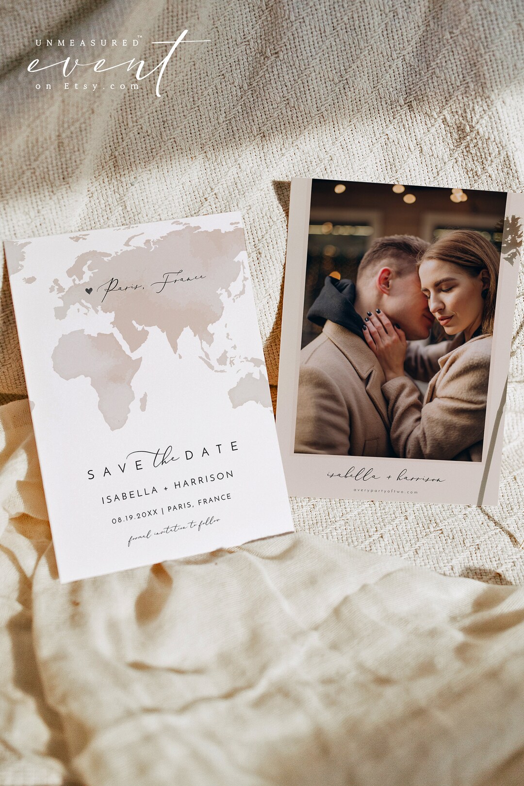Destination Wedding Save the Date Template, Watercolor Map Save the ...