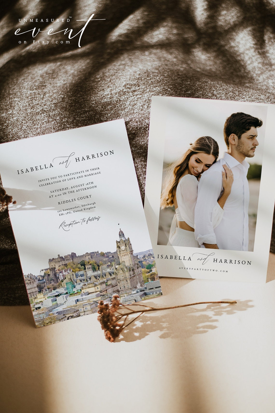 EDINBURGH Wedding Invitation Template, Edinburgh Skyline Wedding Invite ...