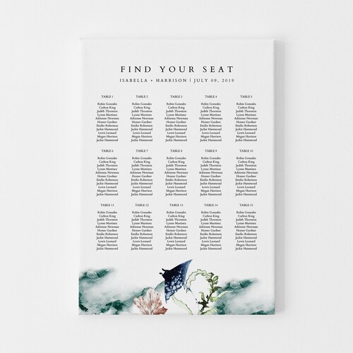 Destination Wedding Seating Chart Sign Template Tropical - Etsy
