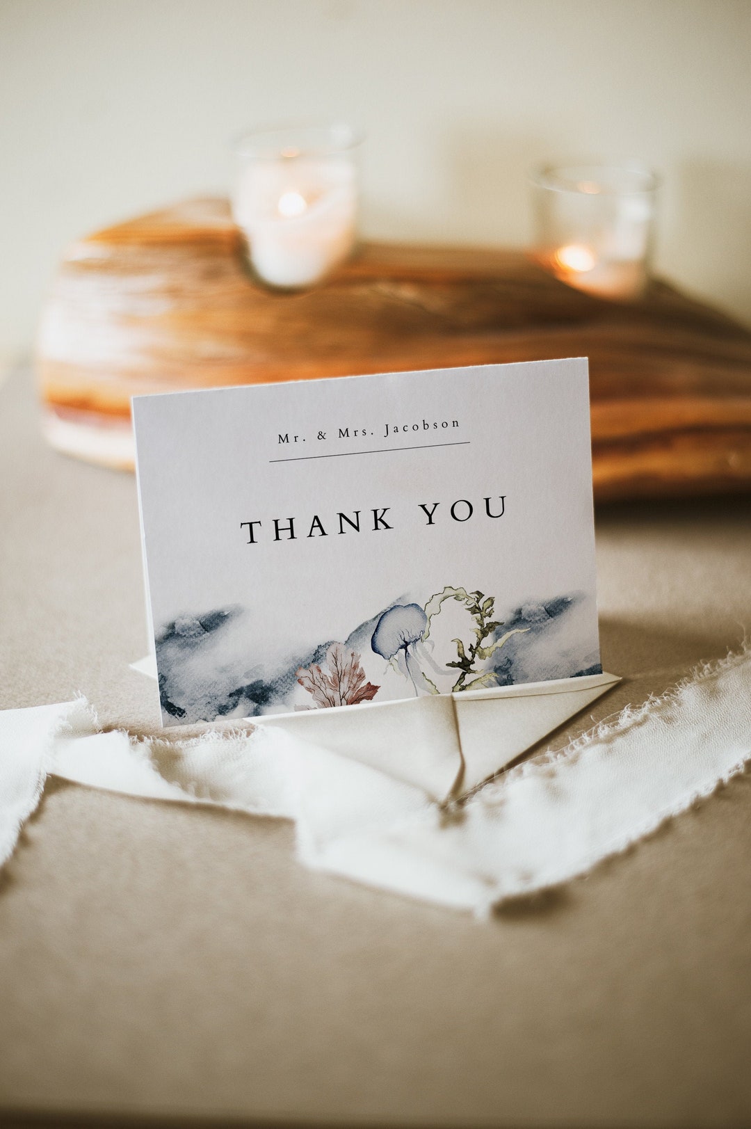 ALANA Ocean Thank You Card Template, Beach Thank You Card, Tropical ...