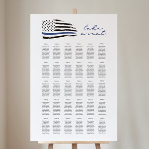 POLICE Seating Chart Template, Thin Blue Line Seating Chart Printable ...