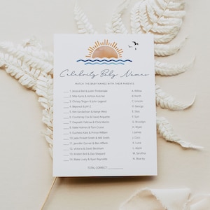 OCEANSIDE Celebrity Baby Names Baby Shower Game Template, Ocean Surf ...