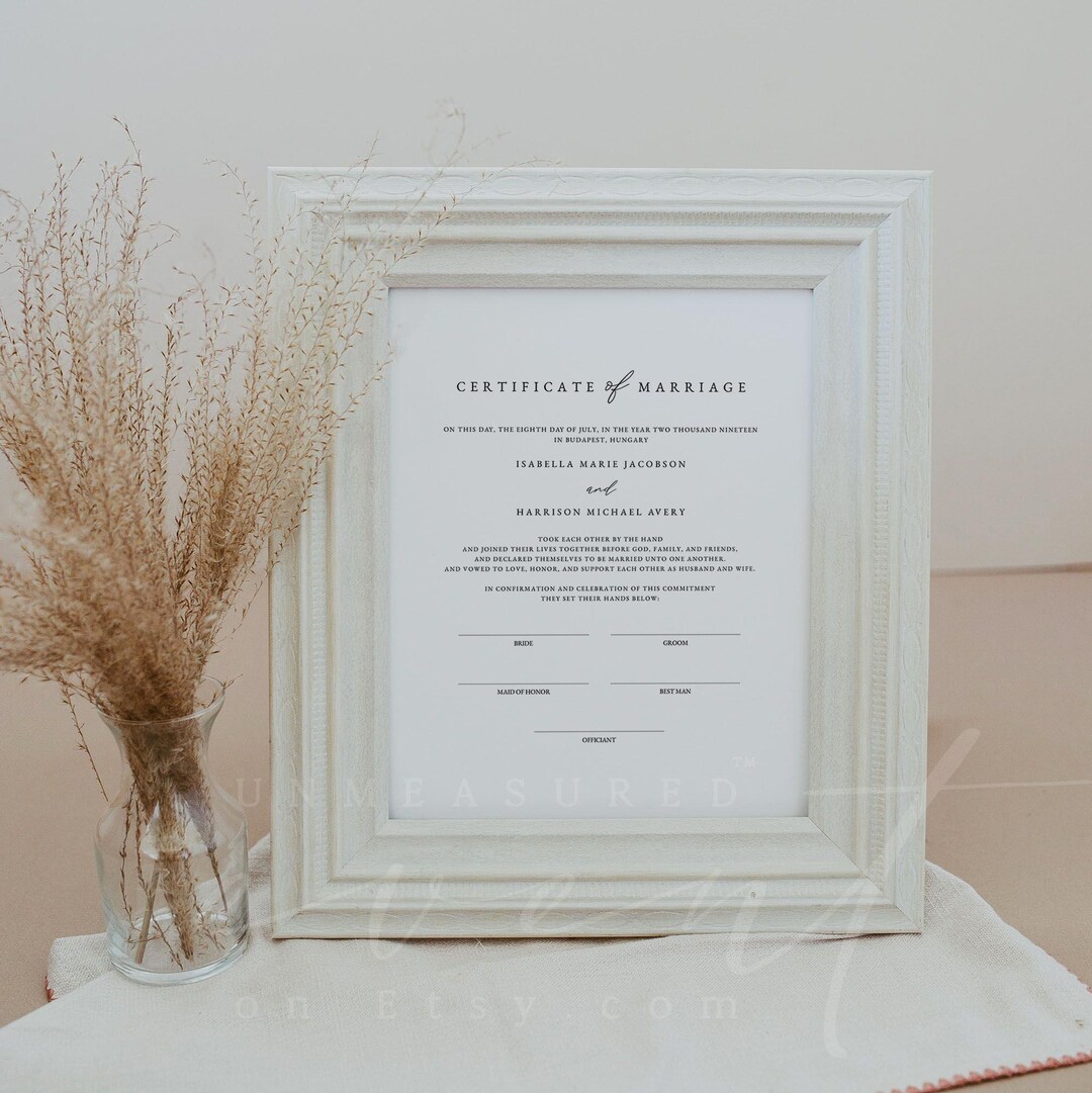 Modern Marriage Certificate Template, Simple Marriage Certificate ...