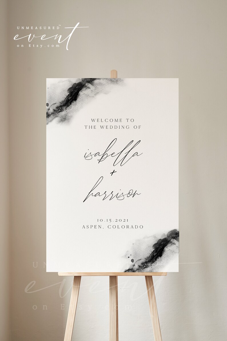 DARIA Welcome Sign Template Wedding Welcome Sign Black - Etsy