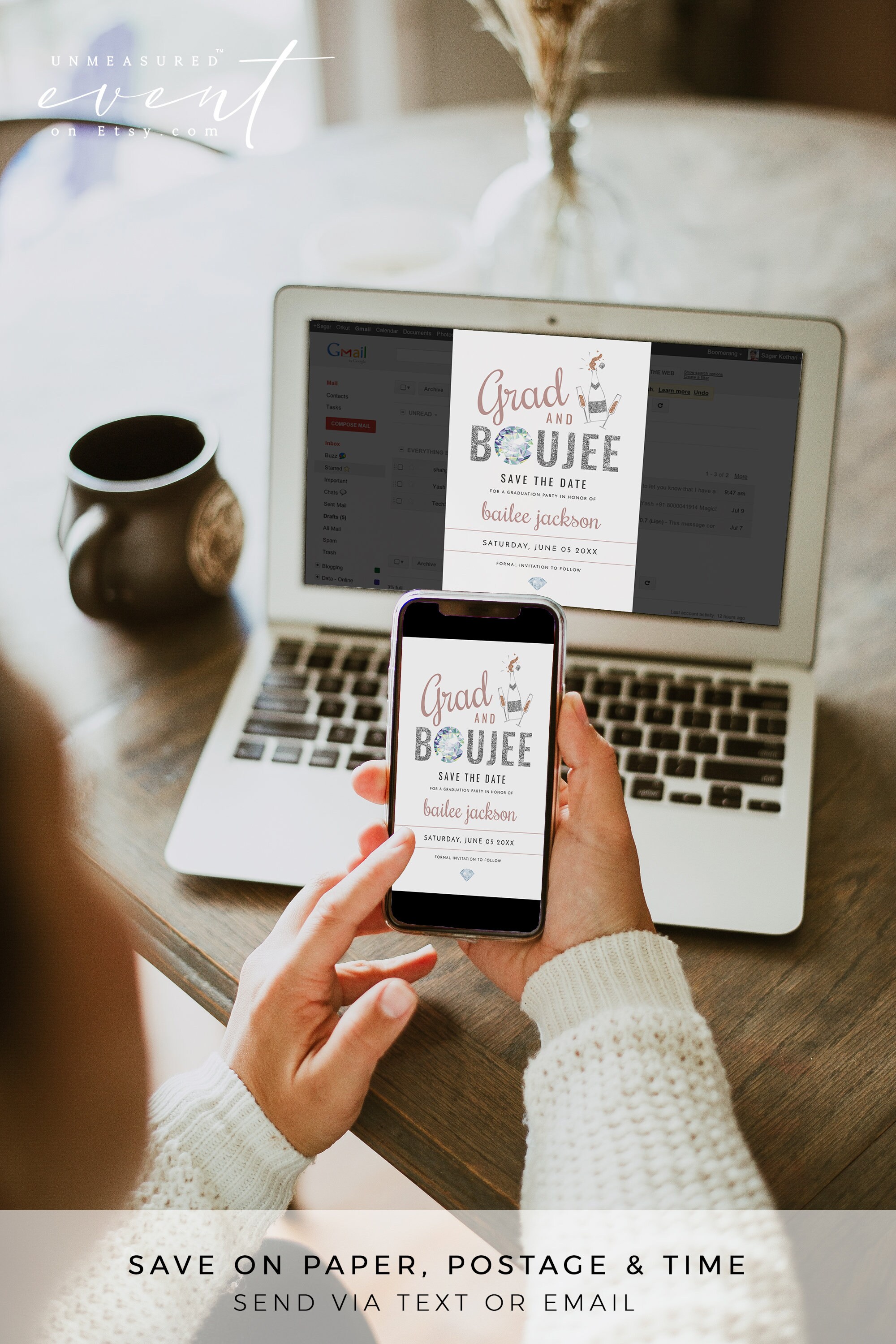 GENNA Grad and Boujee Save the Date Template Graduation Party - Etsy