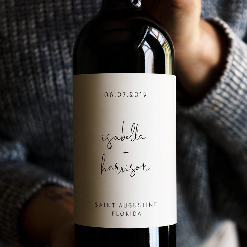 Minimalist Wedding Wine Label Template, Wine Labels Wedding, Editable ...