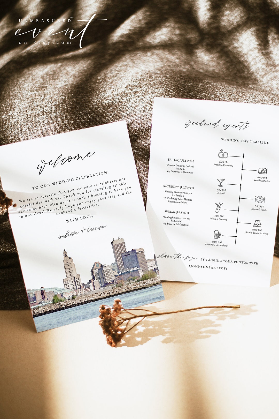 PROVIDENCE Wedding Welcome Letter Template, Rhode Island Skyline ...