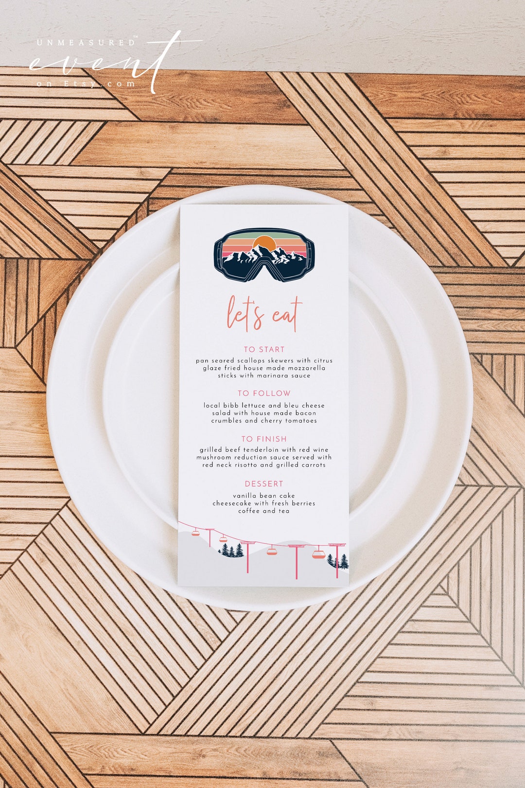 ALLIE Menu Cards, Ski Bachelorette Menu, Snowboarding Menu ...