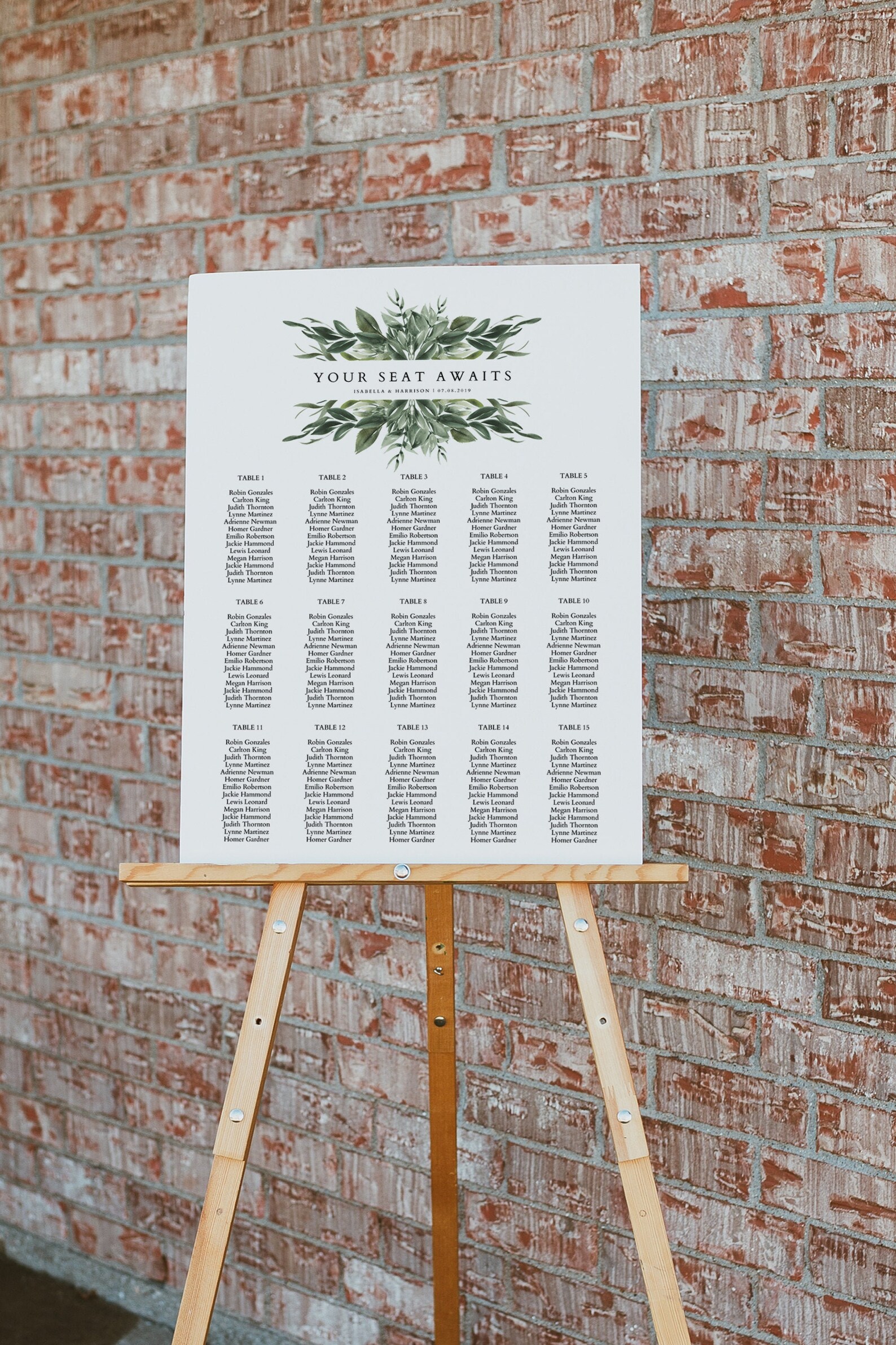 LANA Greenery Seating Chart Template Greenery Wedding Seating | Etsy