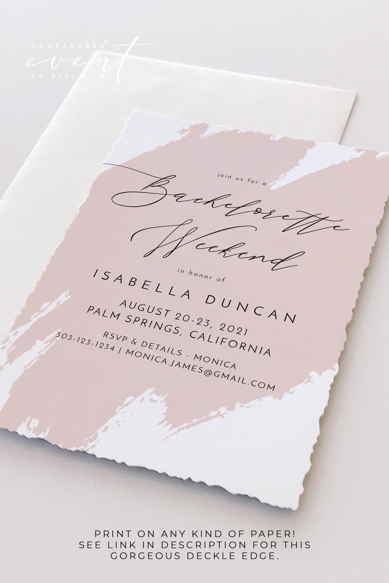 Blush Splash Bachelorette Invite Email Invitation And Schedule GRETCHEN 