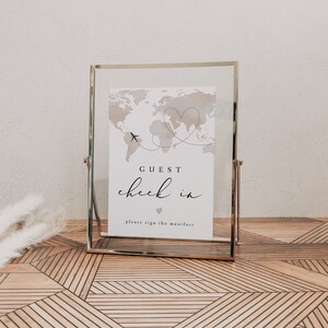 World Map Guest Check in Sign Template Airplane Birthday Party Signage ...