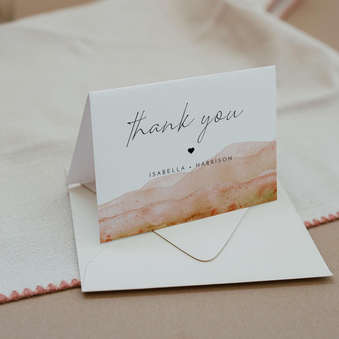 Thank You Card Template, Printable Wedding Thank You Card, Bohemian ...