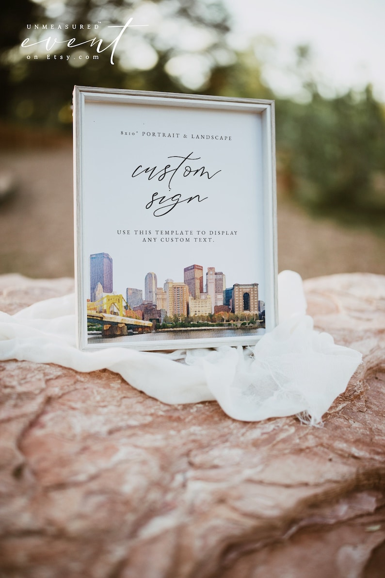 PITTSBURG Custom Sign Template, 8x10" Editable Sign, Table Top Signs ...