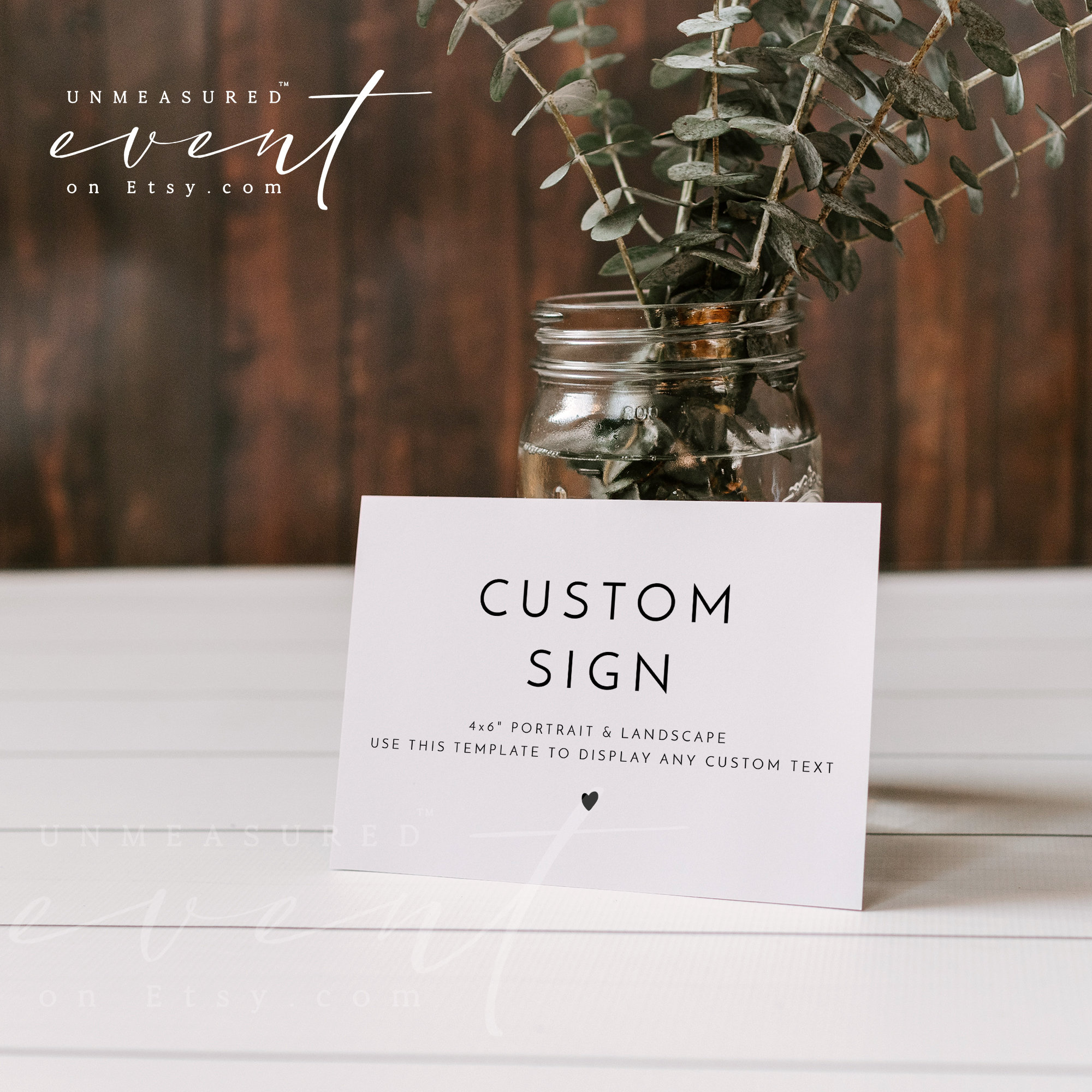 Minimalist Custom 4x6" Sign Template, DIY Editable Wedding Table Signs ...