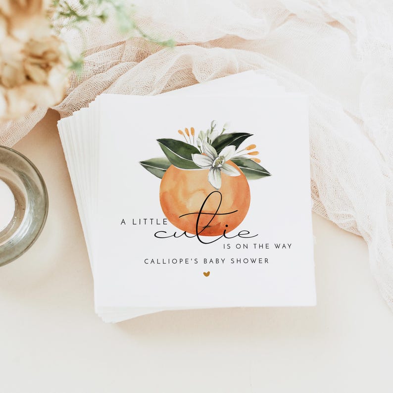 CALLIOPE Little Cutie Baby Shower Napkins, A Little Cutie is on the Way ...