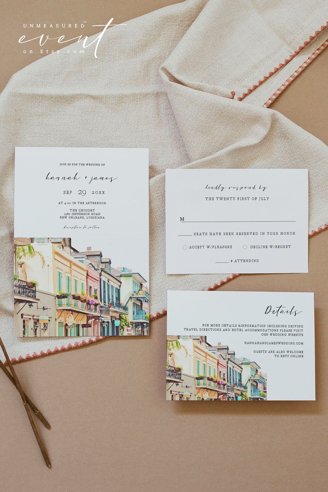 NOLA New Orleans Wedding Invitation Template, Louisiana Wedding ...