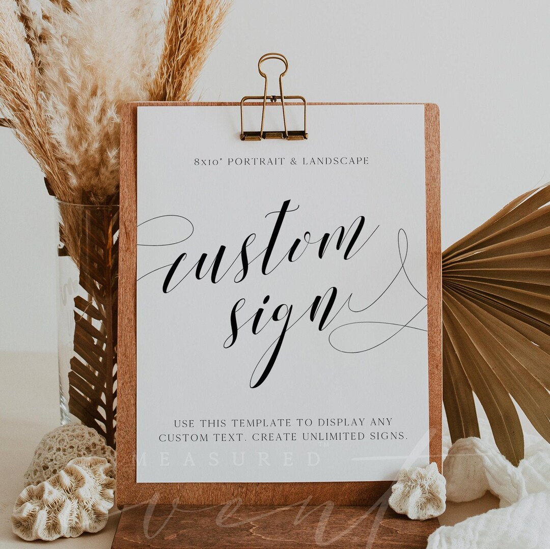 Custom 8x10" Sign Template, Wedding Menu Sign Instant Download ...