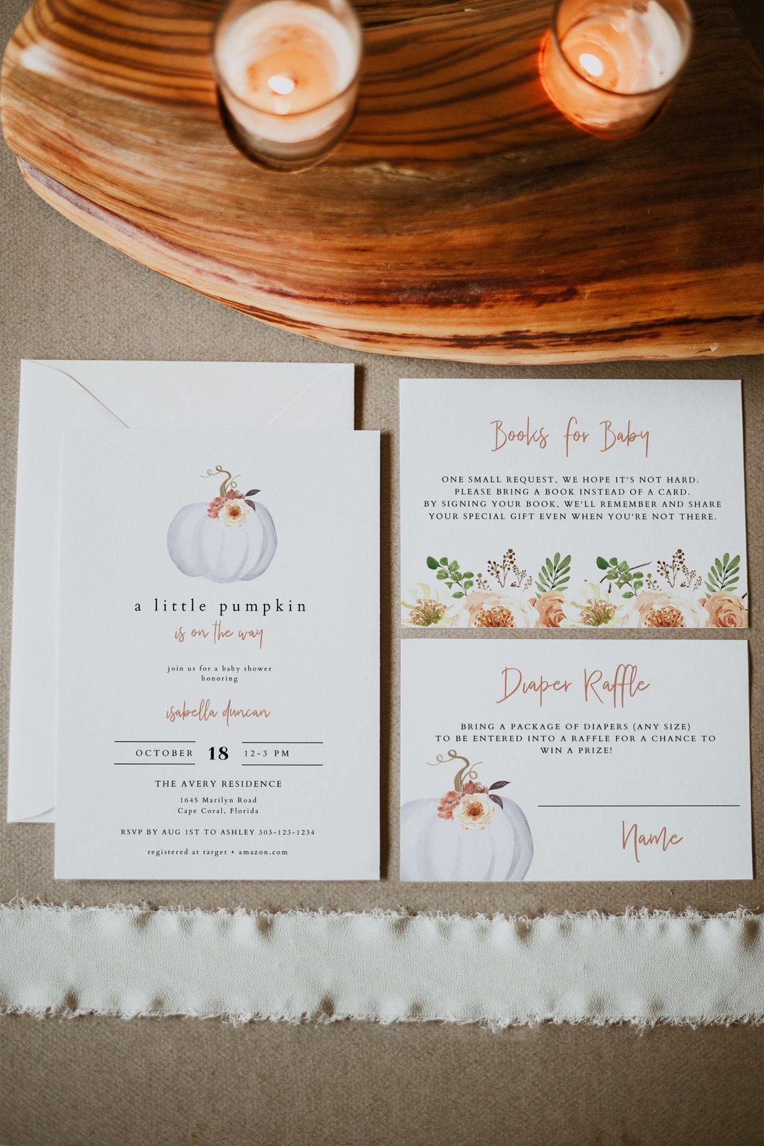 AMBER Pumpkin Baby Shower Invitation Template Pumpkin Baby - Etsy