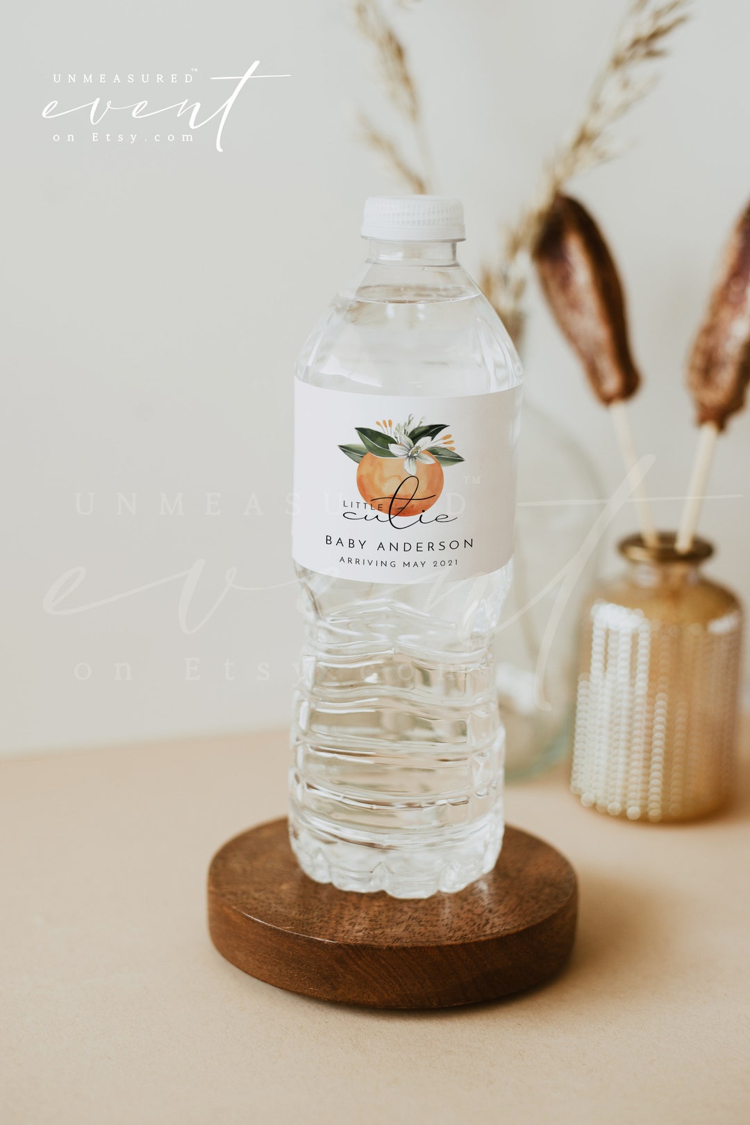 Little Cutie Water Bottle Label Templates, Clementine Baby Shower Water ...