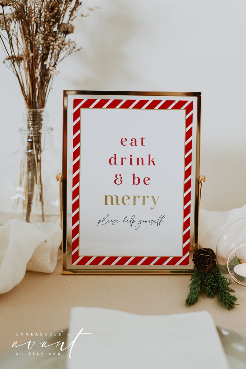 MERI Printable Christmas Food Sign Template Eat Drink and Be - Etsy