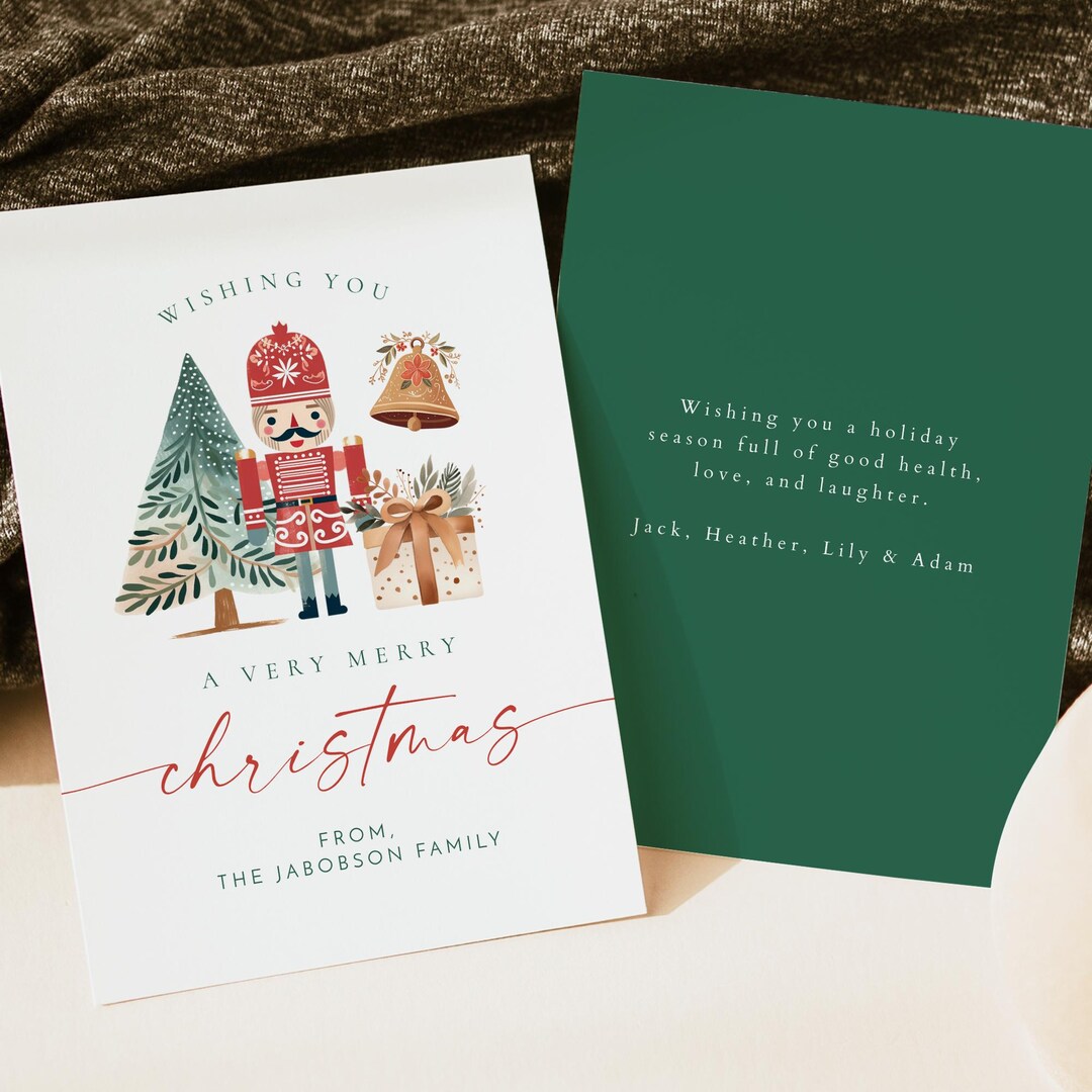 BLAIR Minimalist Christmas Card Template, Simple Holiday Cards ...