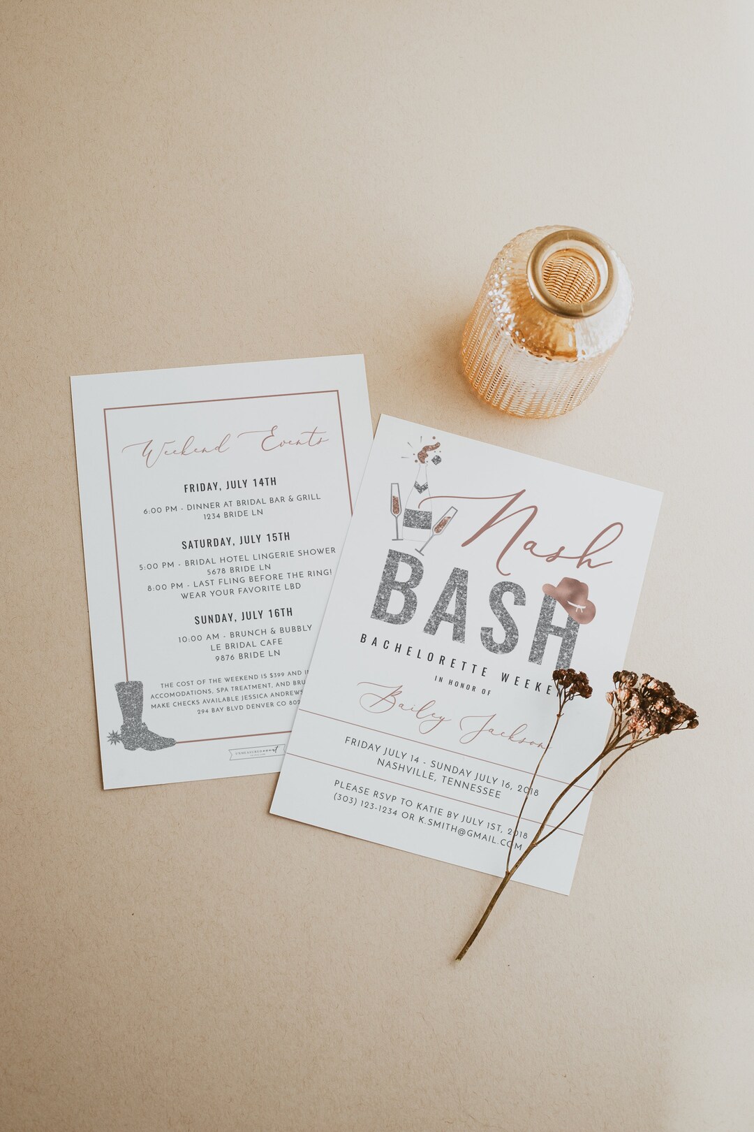 GENNA Nash Bash Invitation Template, Nash Bash Bachelorette, Nashville ...