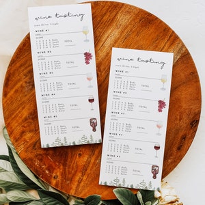 TIMBER Wine Tasting Cards, Wine Tasting Score Card, Wine Tasting ...