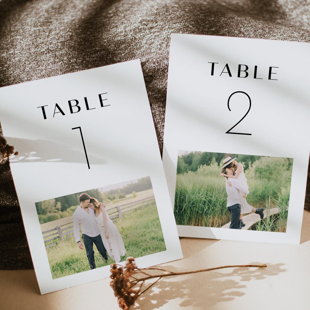 Photo Table Numbers Template, Modern Table Numbers Printable ...