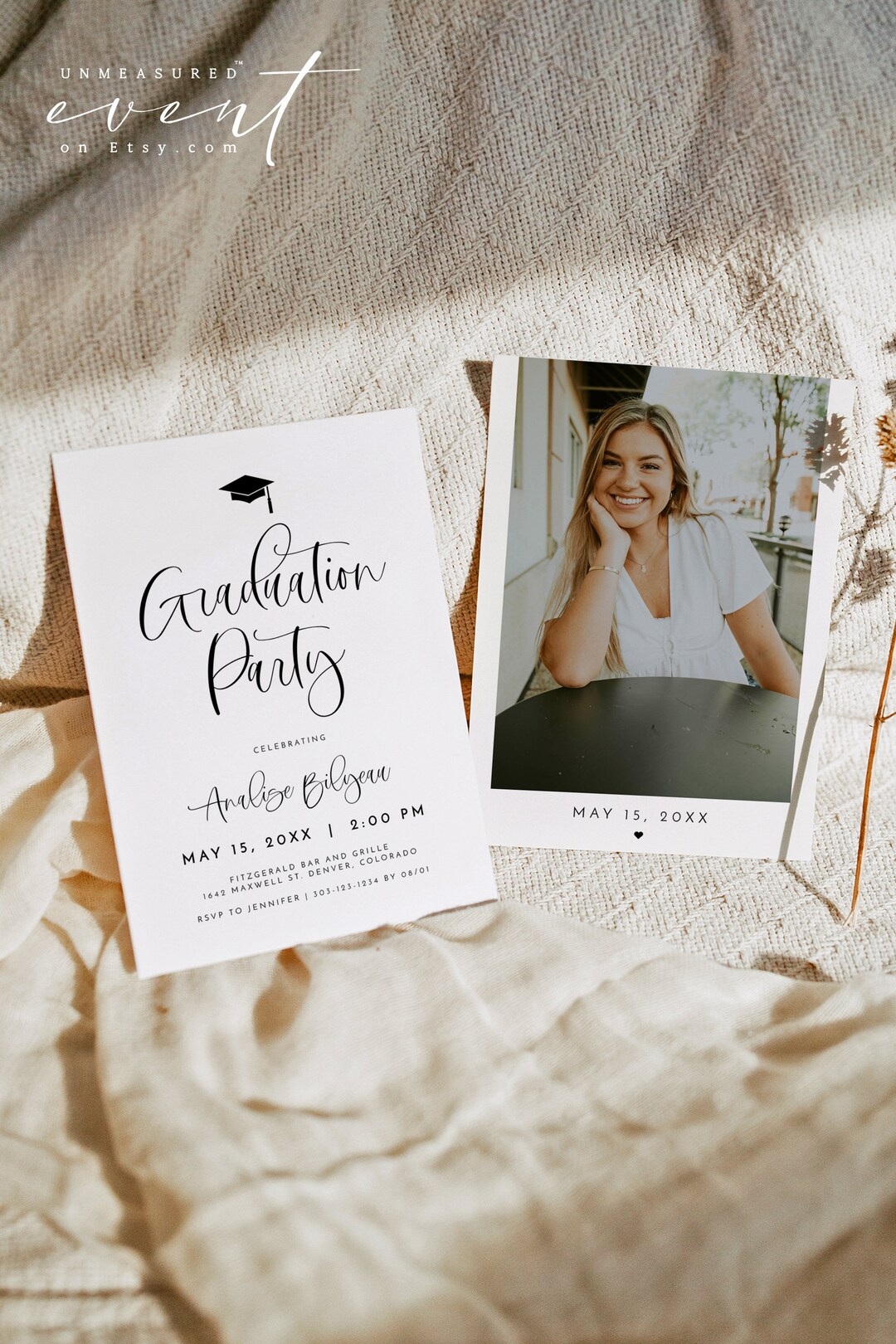 Modern Graduation Invitation Template, Minimalist Graduation Invitation ...