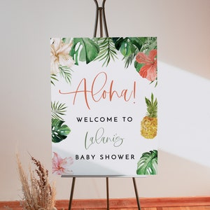 Aloha Baby Shower Welcome Sign Template, Luau Baby Shower Welcome Sign ...