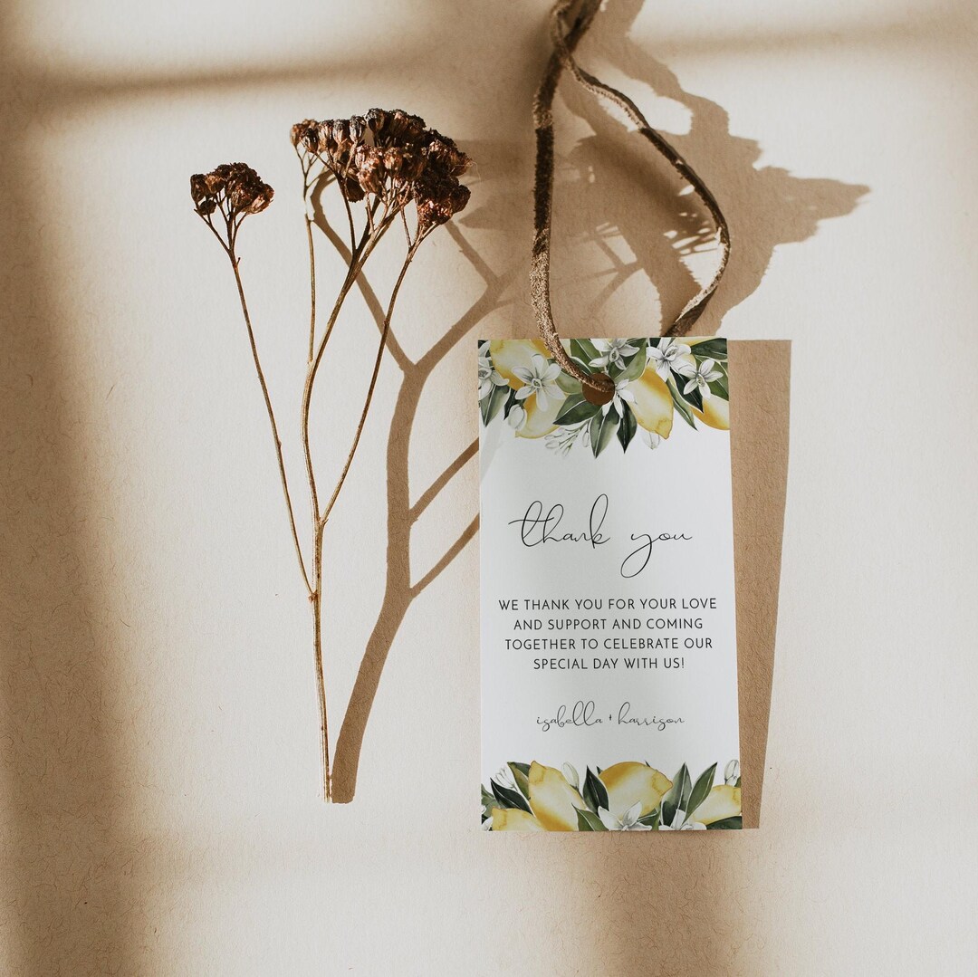 Lemon Favor Tag Template, Printable Citrus Favor Tag, Wedding Favor Tag ...