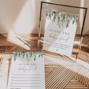 JOY Guess the Baby Food Baby Shower Game Template Rustic Pine and ...