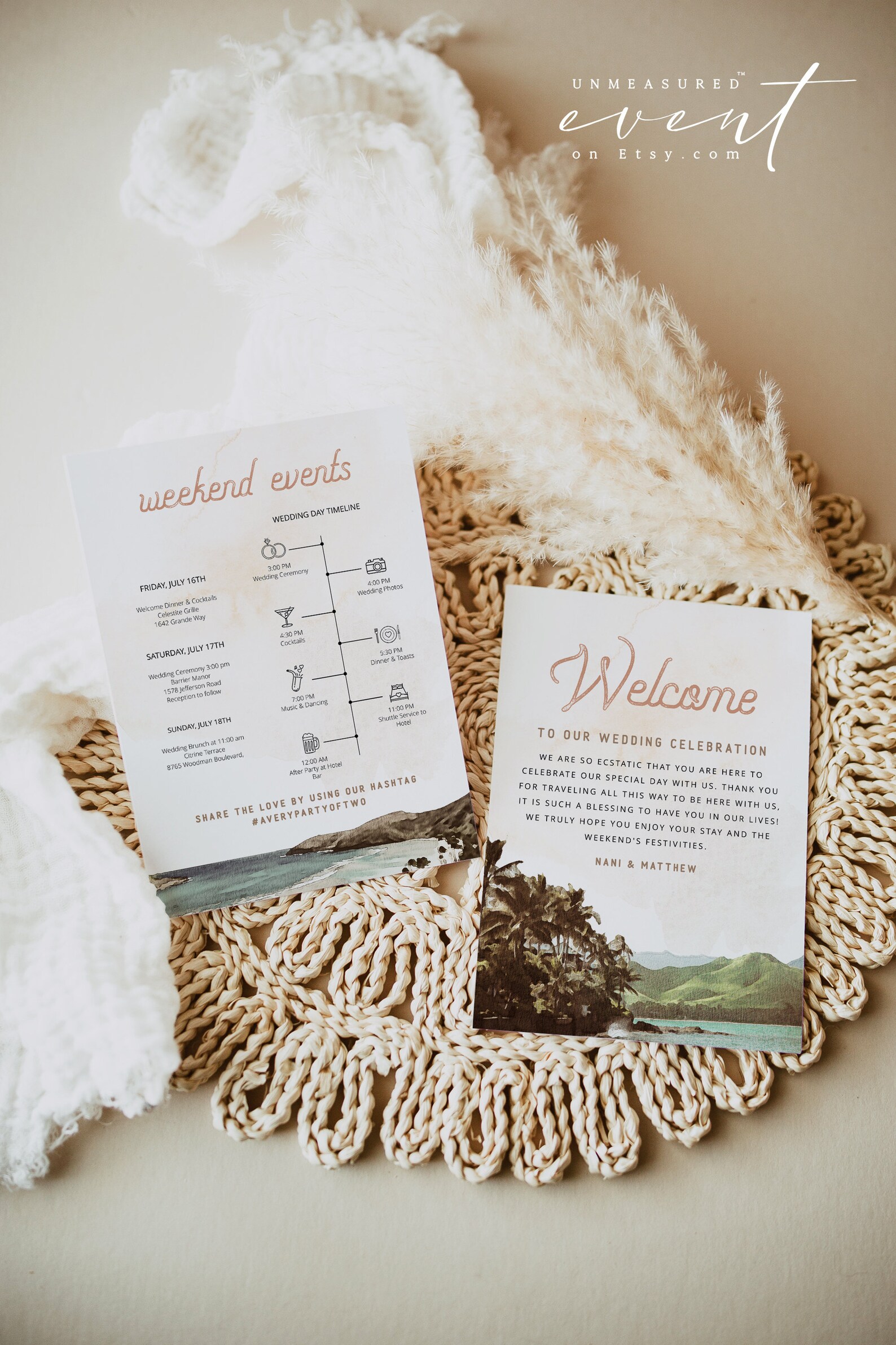 NANI Wedding Welcome Letter Template, Vintage Hawaii Wedding Timeline ...