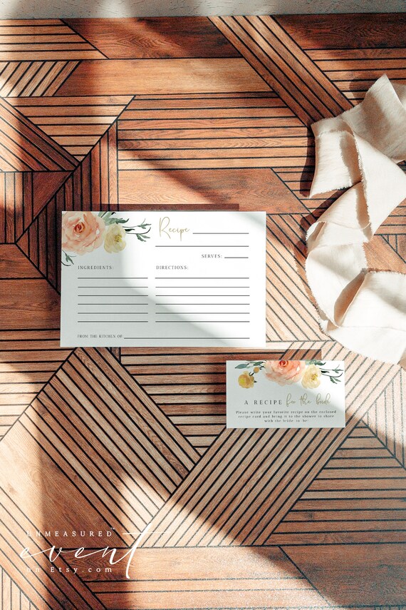 TESS Recipe Card Template Printable Recipe Cards Bridal | Etsy