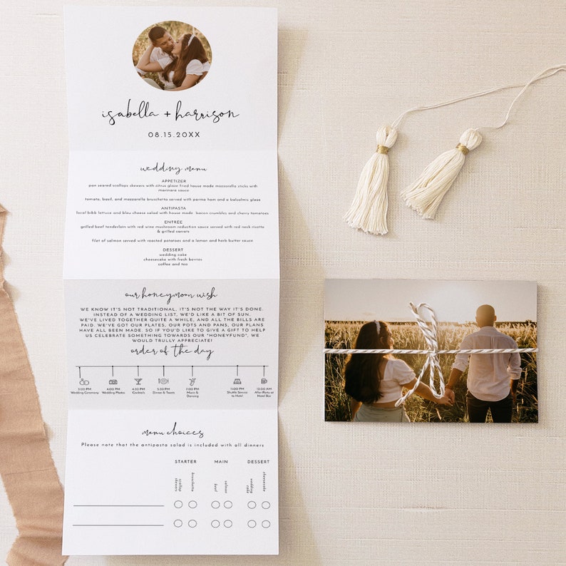 Minimalist Concertina Wedding Invitation Template, Accordion Wedding ...