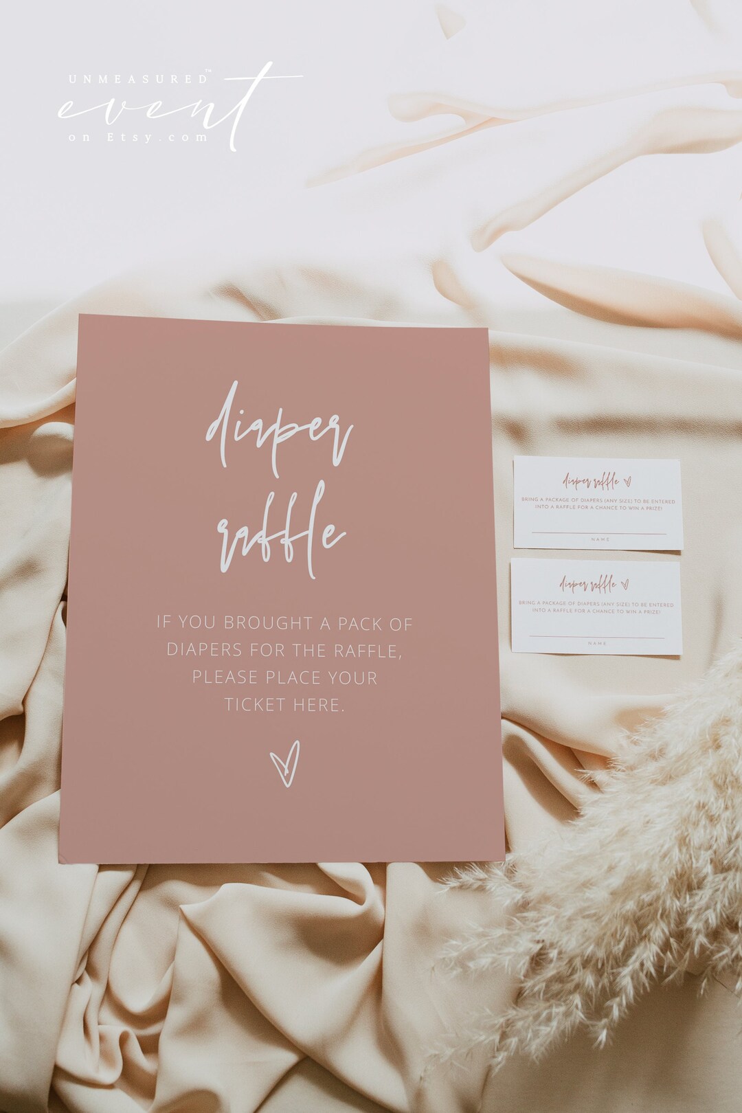 Bohemian Blush Pink Diaper Raffle Ticket and Sign Template Set Girl ...