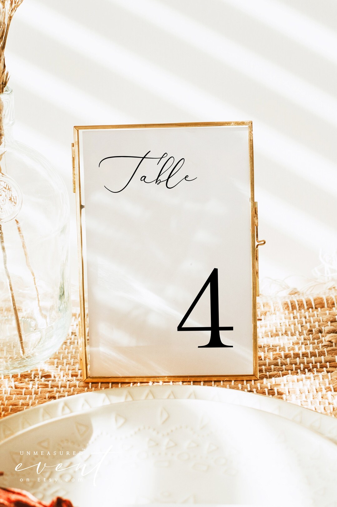 EVELYN Minimalist Table Number Template, Elegant Wedding Table Number ...