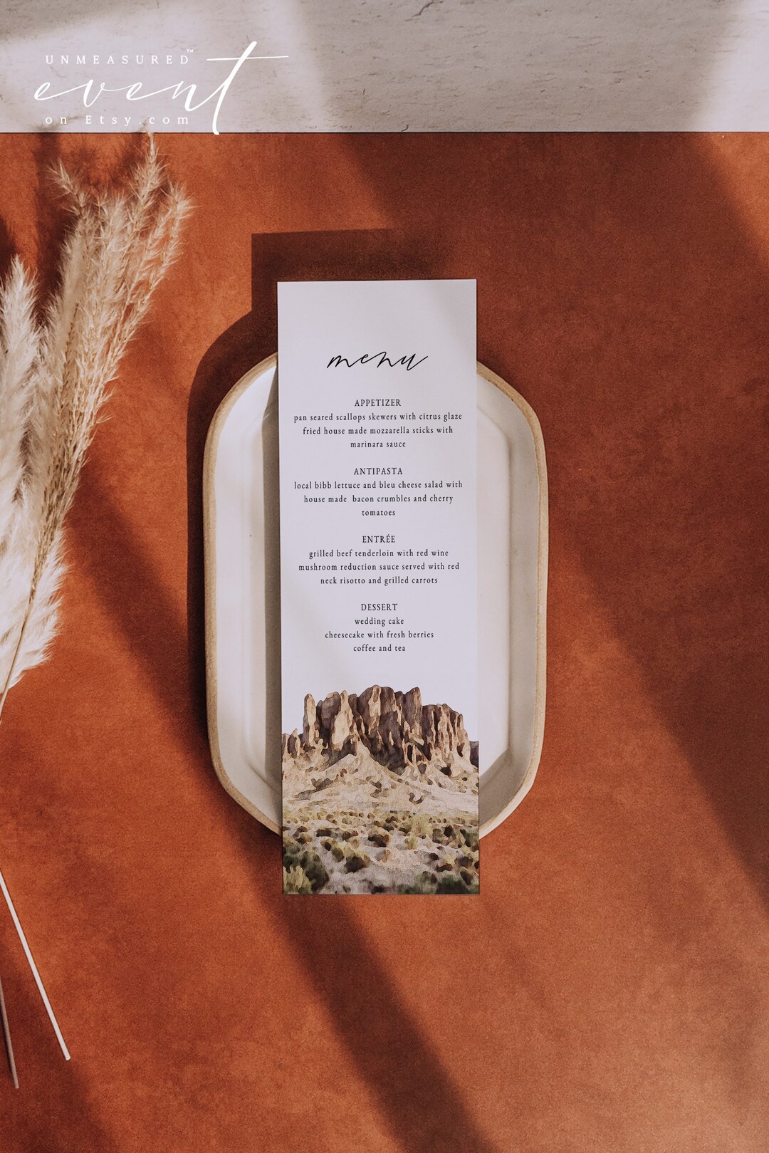 SUPERSTITION MOUNTAINS Menu Template, Desert Skyline Menu Printable ...
